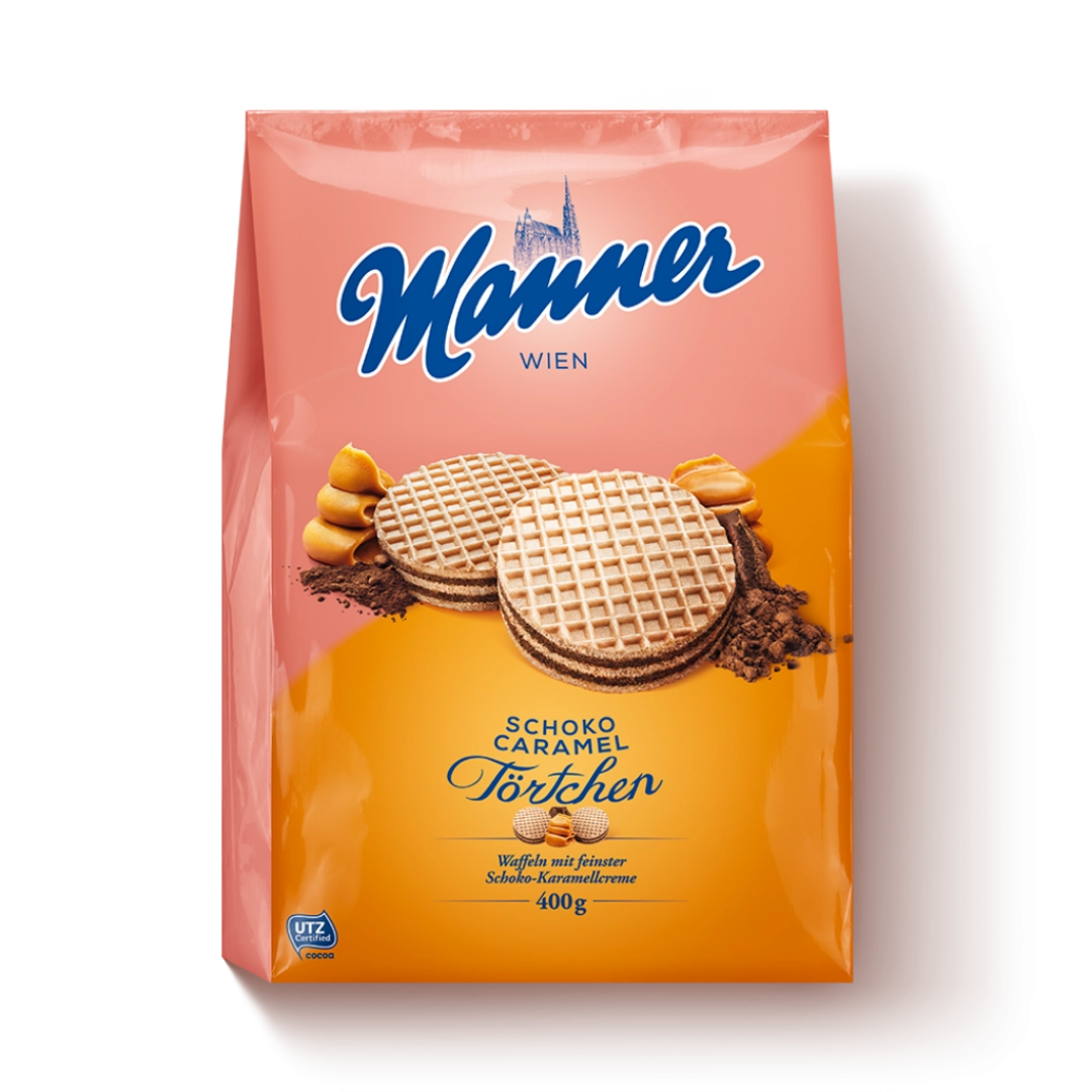 Manner Wafers Chocolate Caramel Tartlets 400g — Gourmet World Foods