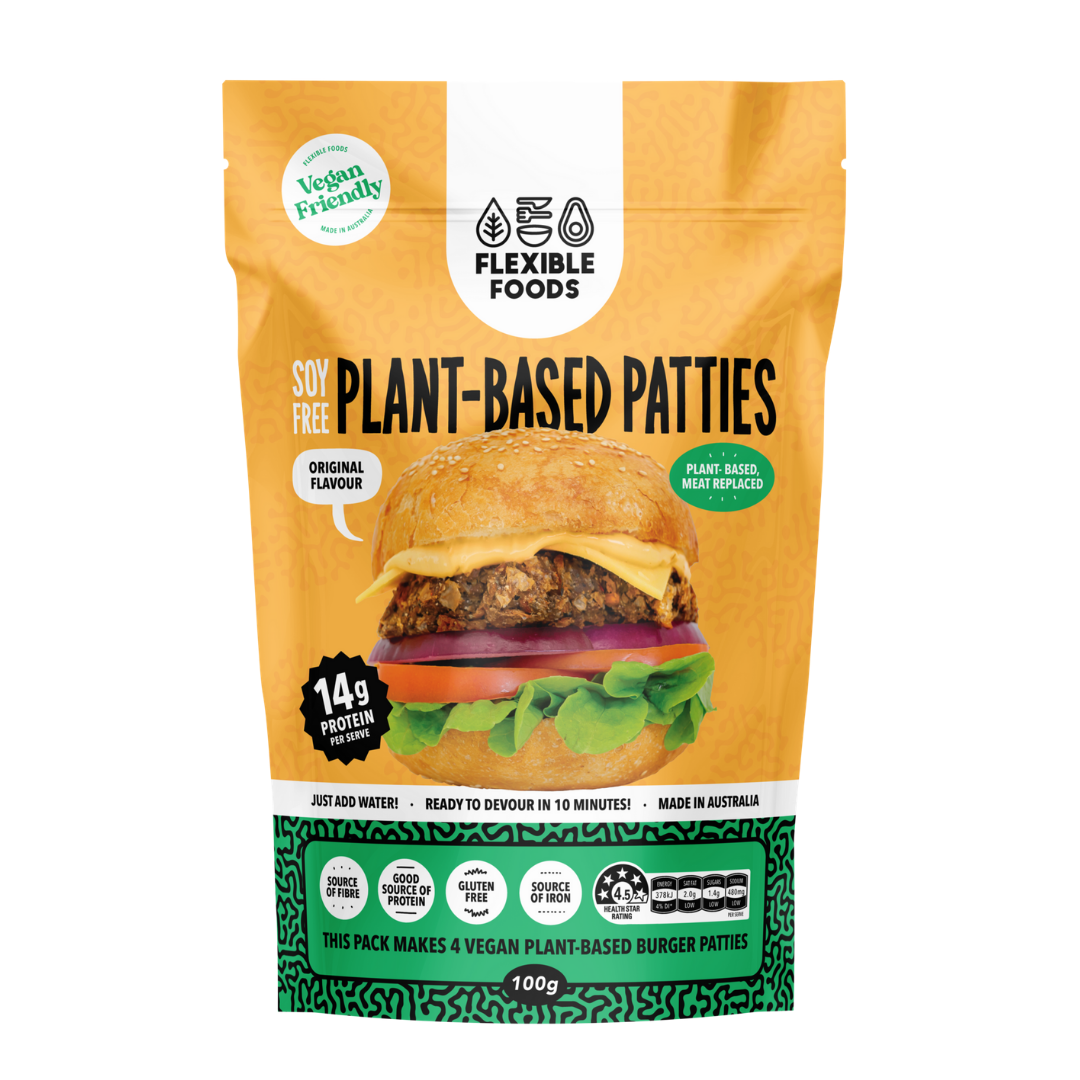 Plant Based Burger Patties Flexible Foods 100g — Gourmet World Foods