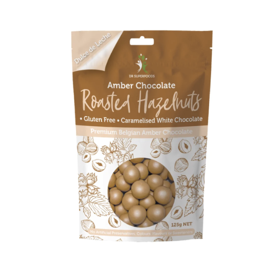 Roasted Hazelnuts Amber Chocolate Dr Superfoods 125g — Gourmet World Foods